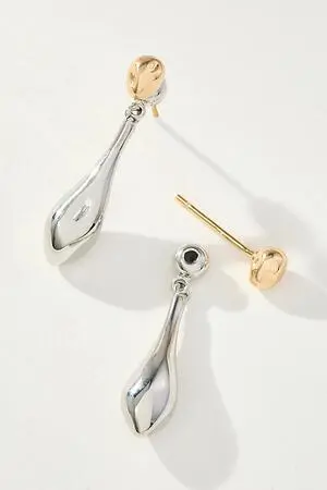 Anthropologie Structural Drop Earrings - Gold & Silver