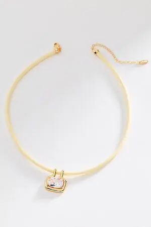 Anthropologie Gem Pendant Cord Necklace - Butter