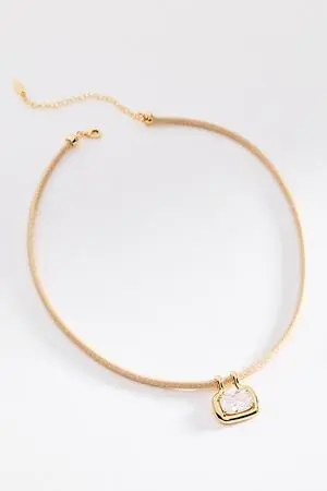 Anthropologie Gem Pendant Cord Necklace - Cream