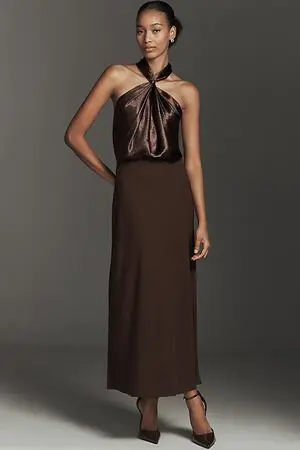 BL-NK Franzia Halter Twofer Maxi Dress