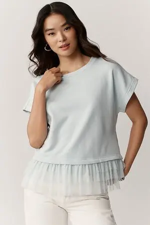 Drop Shoulder Ruffle Sleeve Tops