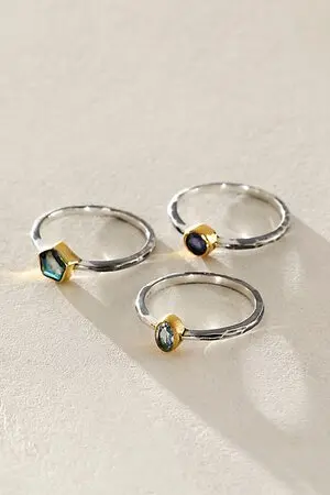 ROBINDIRA UNSWORTH Rings Set Of 3 - Iolite/blue Topax/labra