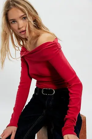 Free People Robbie Off The Shoulder Top - Retro Red
