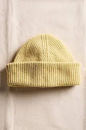 CLOIMH Chunky Wool Beanie Hat - Soft Yellow