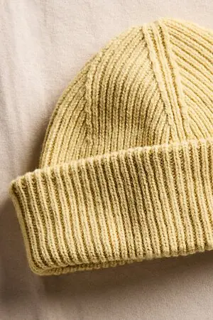 CLOIMH Chunky Wool Beanie Hat - Soft Yellow