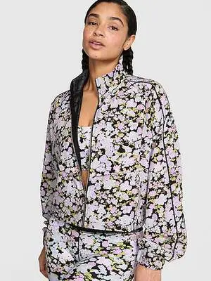 Pink Tech Woven Cropped Jacket - Floral