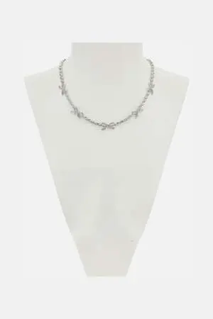 SELF-PORTRAIT Choker Necklace With Bows - Silver