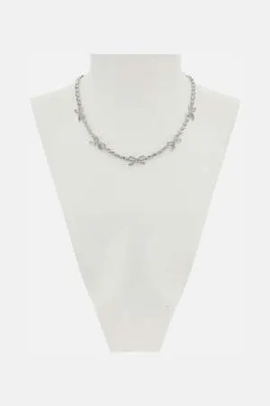 SELF-PORTRAIT Choker Necklace With Bows - Silver