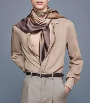 Saint Laurent Silk Geometric Print Scarf