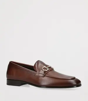 FERRAGAMO Leather Balty Loafers - Brown