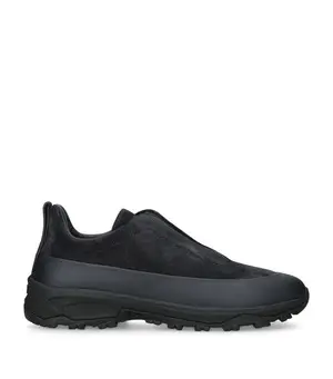 Zegna Suede Triple Stitch Monte Sneakers - Navy