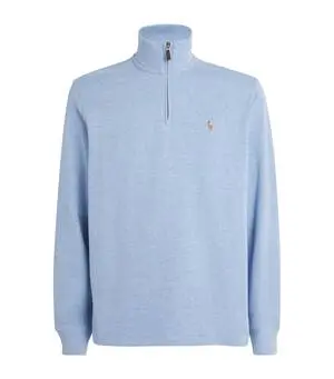 Polo Ralph Lauren Cotton Quarter-zip Logo Sweater - Blue