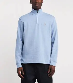 Polo Ralph Lauren Cotton Quarter-zip Logo Sweater - Blue