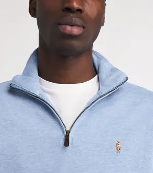 Polo Ralph Lauren Cotton Quarter-zip Logo Sweater - Blue