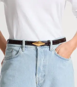 JIMMY CHOO Leather Belt With Diamond Clasp - Brown