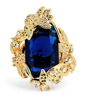 Zimmermann Embellished Bloom Cocktail Ring - Navy