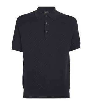 Brioni Cotton-silk-cashmere Polo Shirt - Blue
