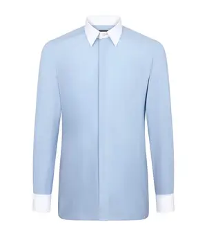 TOM FORD Cotton Contrast-trim Shirt - Blue