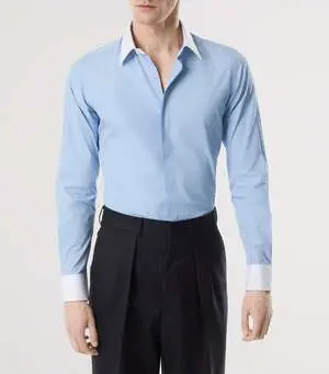 TOM FORD Cotton Contrast-trim Shirt - Blue