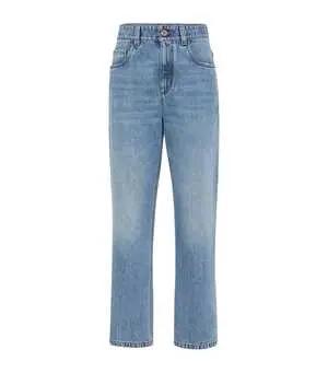 Brunello Cucinelli Logo Patch Mid-rise Straight-fit Jeans