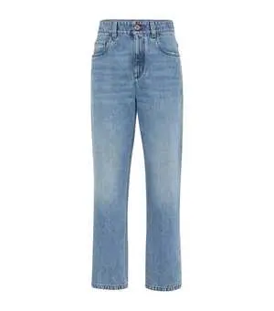 Brunello Cucinelli Logo Patch Mid-rise Straight-fit Jeans - Blue