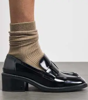 JIMMY CHOO Tylor 60 Leather Heeled Loafers - Black
