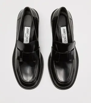 JIMMY CHOO Tylor 60 Leather Heeled Loafers - Black