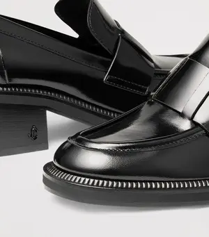 JIMMY CHOO Tylor 60 Leather Heeled Loafers - Black