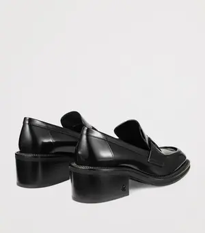 JIMMY CHOO Tylor 60 Leather Heeled Loafers - Black