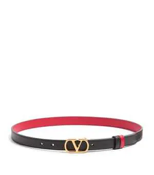 Valentino Garavani Leather Reversible Vlogo Signature Belt - Black