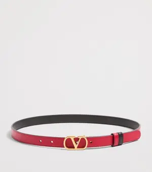 Valentino Garavani Leather Reversible Vlogo Signature Belt - Black