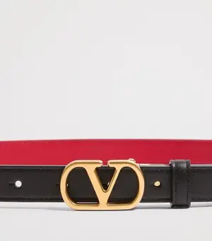 Valentino Garavani Leather Reversible Vlogo Signature Belt - Black
