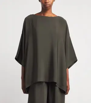 Eskandar Silk Boat-neck Tunic
