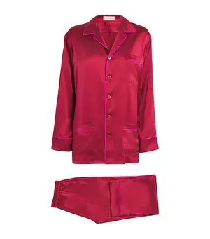 Olivia Von Halle Silk Yves Pyjama Set - Red