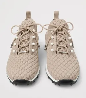 JIMMY CHOO Veles Knitted Sneakers - Beige