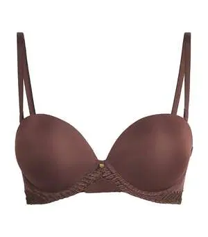 AUBADE Sheer Emotion Plunge Bandeau Bra - Brown