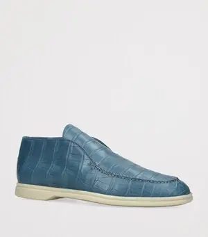 BROTINI Alligator Skin Ankle Boots - Blue