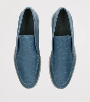 BROTINI Alligator Skin Ankle Boots - Blue