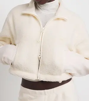 SKIMS Teddy Cropped Zip-up Jacket - Ivory