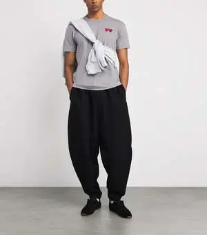 Play Comme Des Garcon Embroidered Double-heart T-shirt - Grey