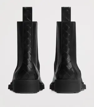 Bottega Veneta Leather Intrecciato-detail Ben Chelsea Boots - Black