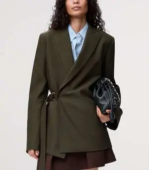 Loewe Wool Draped Blazer - Green