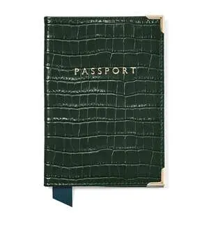 ASPINAL OF LONDON Leather Passport Cover - Green