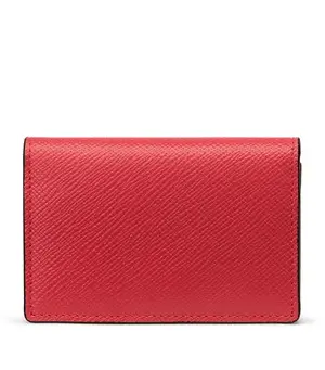Smythson Leather Panama Folded Card Holder - Red