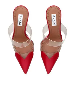 Alaïa Patent Coeur Mules - Red