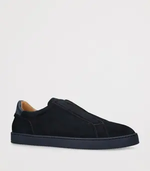 Magnanni Leather Slip-on Sneakers - Navy