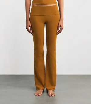 SKIMS Cotton Jersey Foldover Trousers - Brown