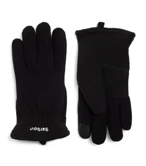 Barbour Fleece Leather-trim Gloves - Black