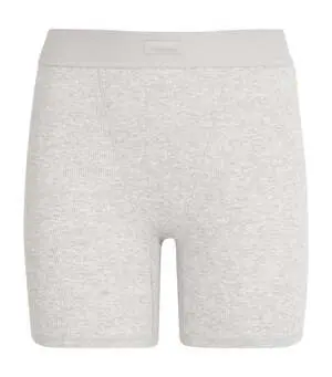 SKIMS Stretch-cotton Ribbed Boxer Shorts - Grey