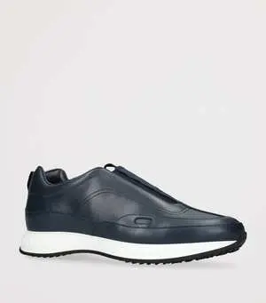 John Lobb Leather Stream Laced Sneakers - Navy